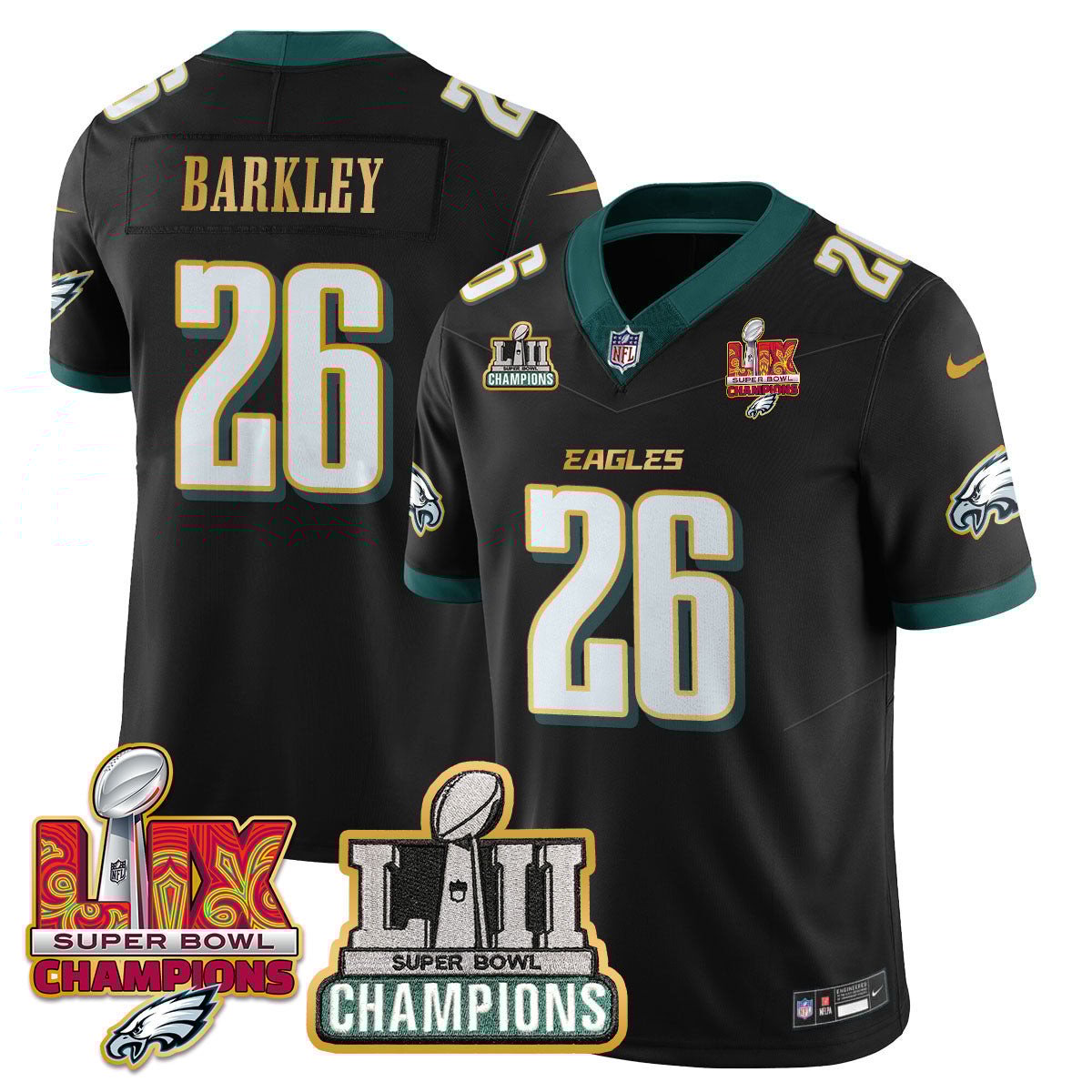 Saquon Barkley 26 Philadelphia Eagles LII-LIX Super Bowl Champions Vapor Limited Gold Jersey ...